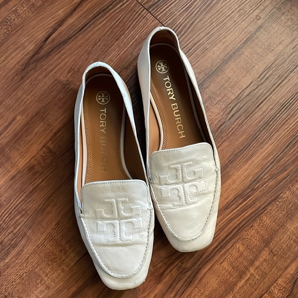 Tory Burch | Shoes | Tory Burch Ruby Quilted Logo Loafer Square Toe Cream Off White Leather Size ...